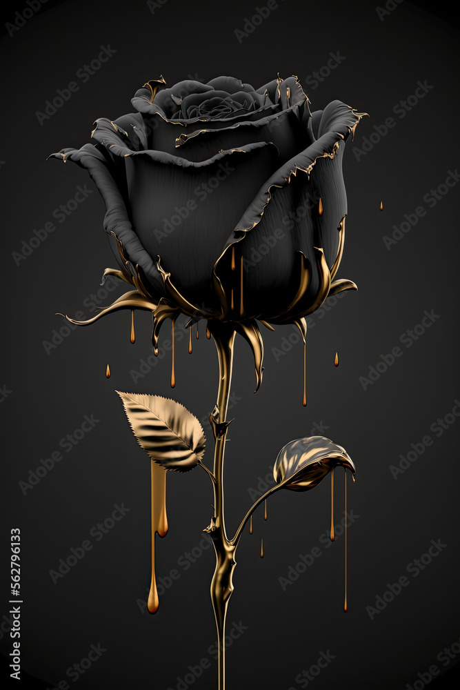 rose with dripping gold Stock Illustration | Adobe Stock