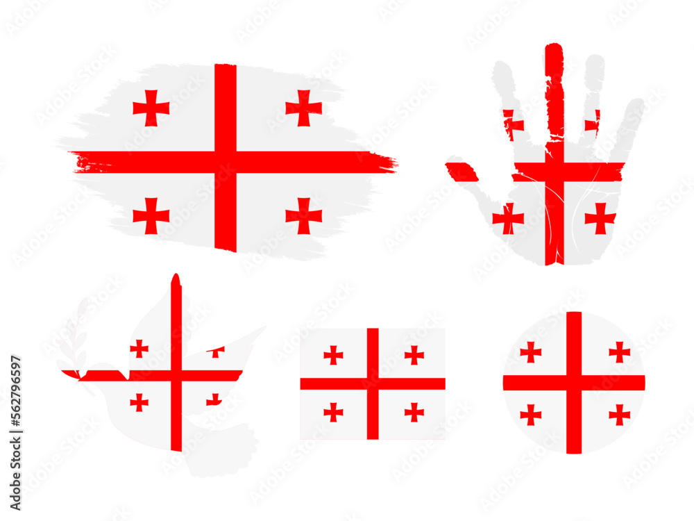 Georgia flag set, flag of Georgia collection. Flag in grunge, Dove ...