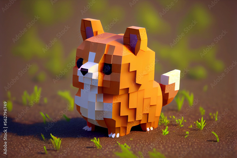 Voxelized Cuteness: A Super Adorable Fox in Digital Pixelated Form ...