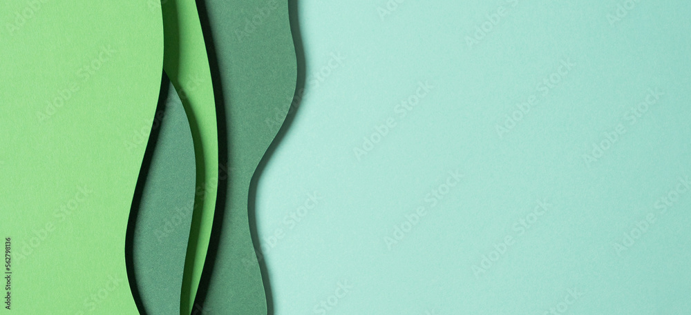 Abstract green color paper texture background. Minimal paper cut style ...