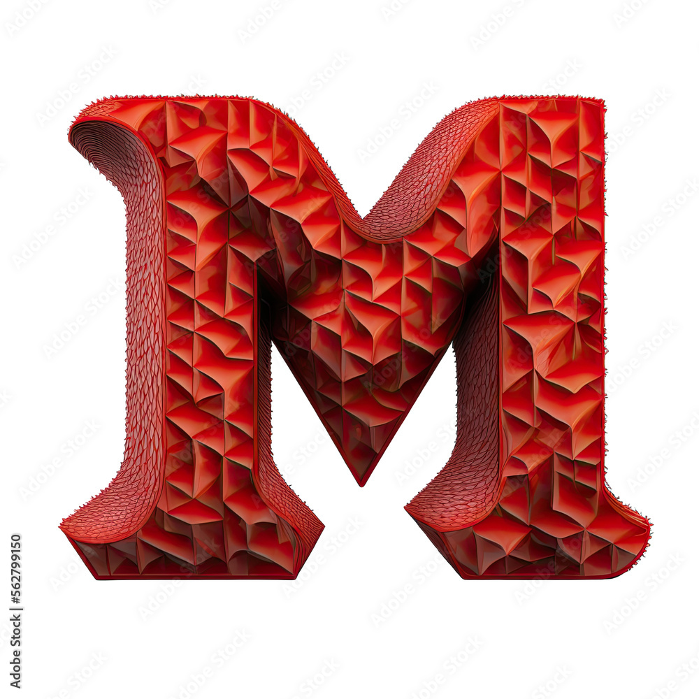 Isolated letter M, red capital letter M, generative ai, robust and ...