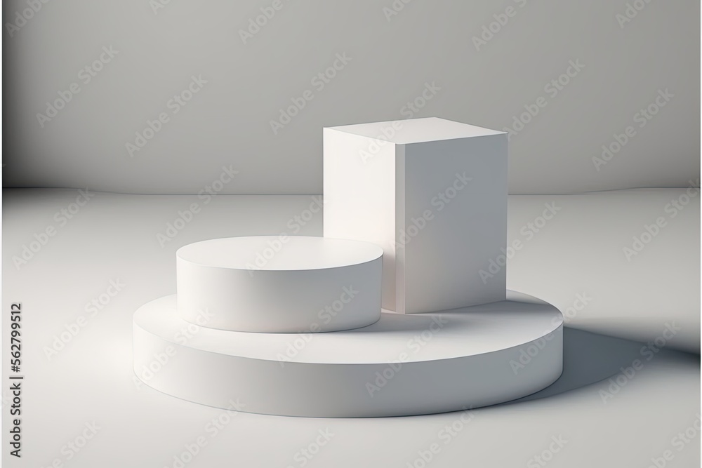 A modern white product display scene in 3d podium background with ...