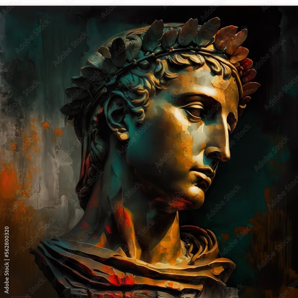 Generative ai Oil painting portrait of roman statue Stock Illustration ...