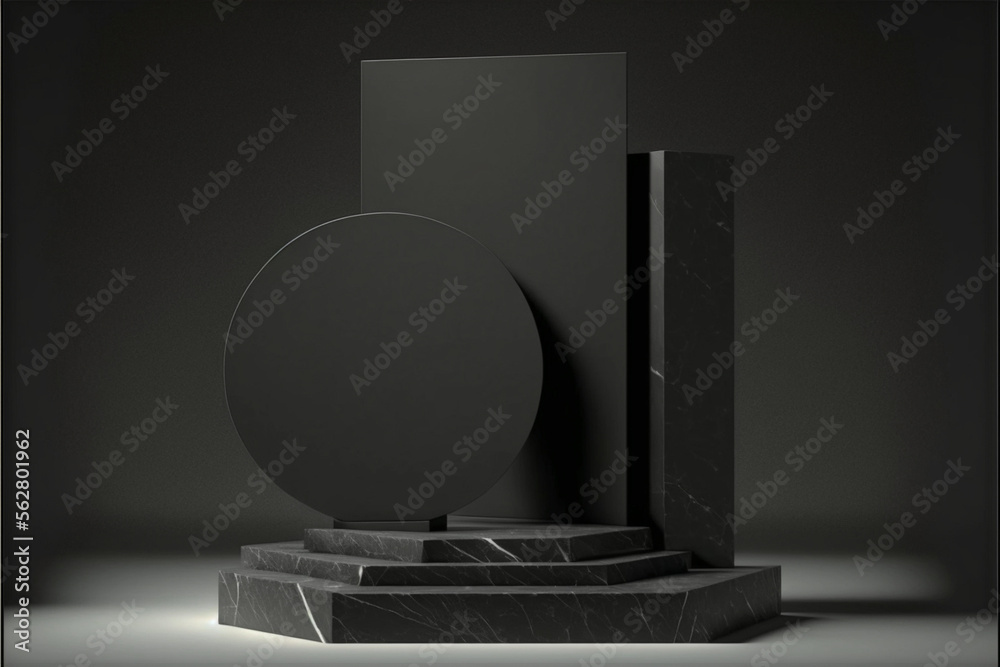 Black stone podium product stage platform 3d background, Generated ai ...