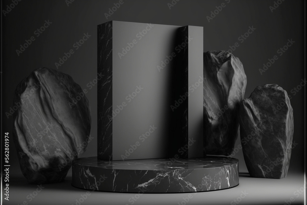 Black stone podium product stage platform 3d background, Generated ai ...