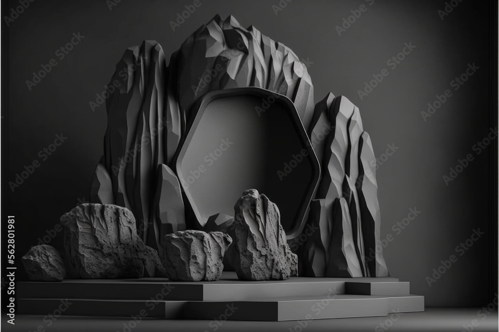 Black stone podium product stage platform 3d background, Generated ai ...