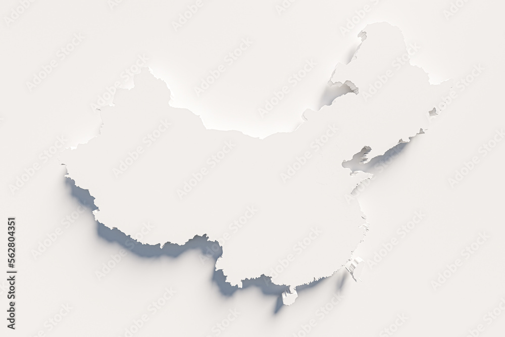 China map with flag colors and shadow on white background by 3D ...