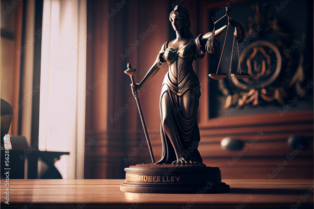Lady Justice Kneeling Holding Scale and Sword and judgement ...