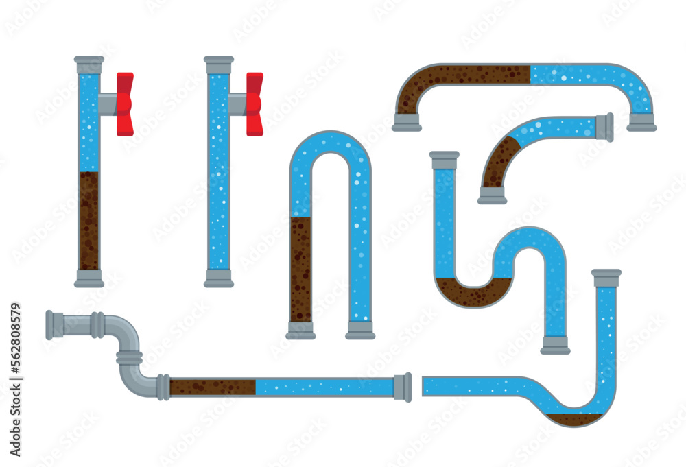 A vector stock illustration with clogged pipe and trash inside isolated ...