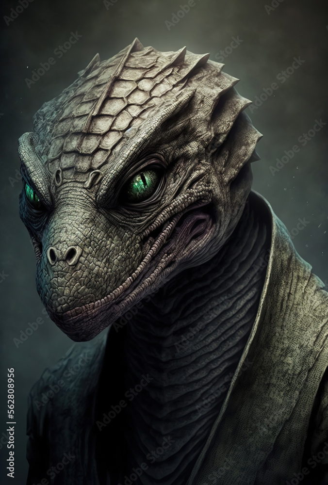 creepy ancient reptilian alien, sci-fi horror movie character ...