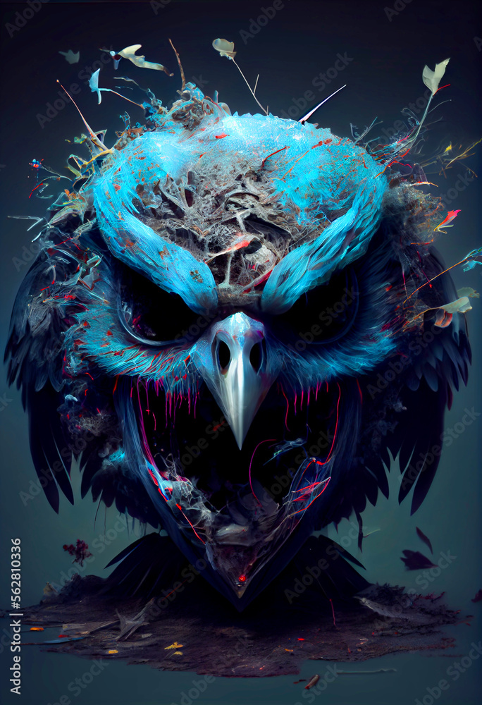 Generative AI surreal render of an evil bird Stock-Illustration | Adobe ...