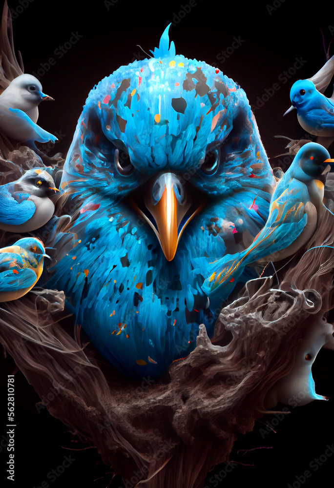 Generative AI surreal render of an evil bird Stock Illustration | Adobe ...