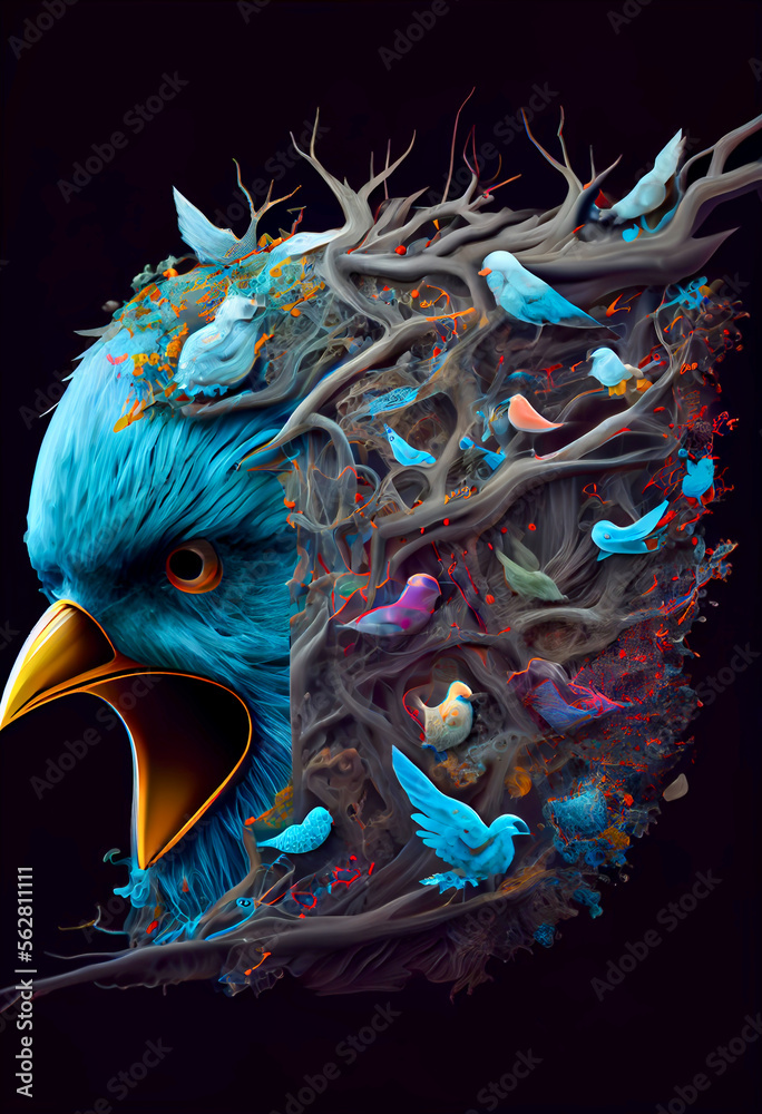 Generative AI surreal render of an evil bird Stock Illustration | Adobe ...