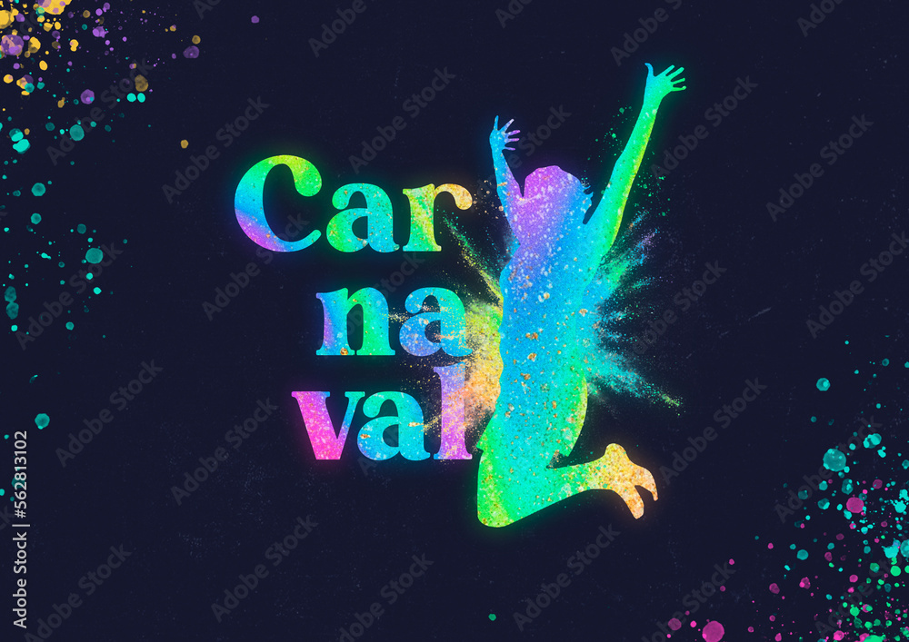 Carnaval 2023 Splash Logo Texto Glitter Silhueta Colorido Arco-íris ...
