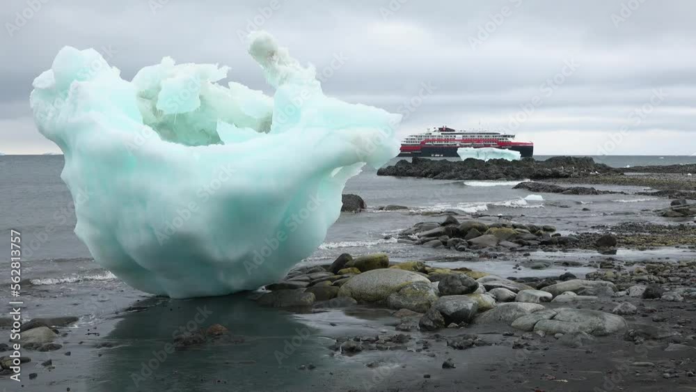 Antarctic ecosystem. Increase temperature, concept global warming ...