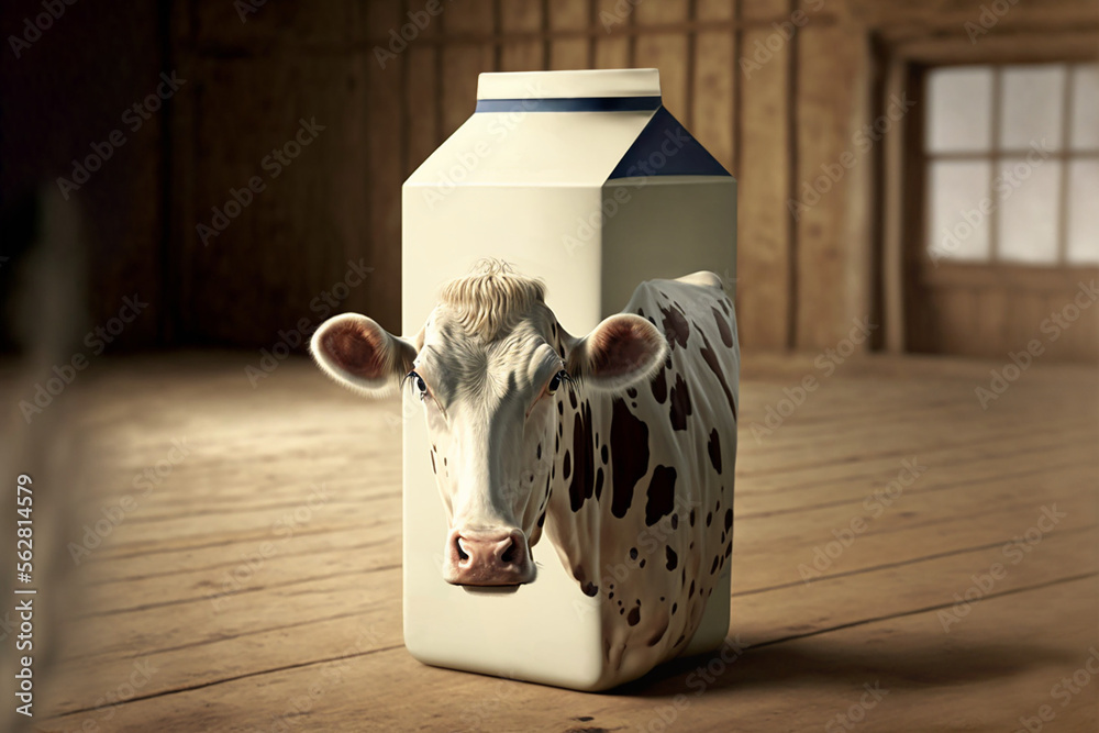 Concept dairy cow farm milk packaging design advertisement created with ...