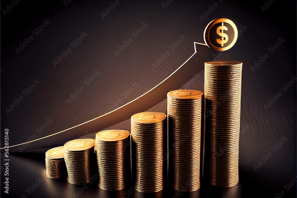 growth charts with gold coins. Generative AI Stock Illustration | Adobe ...