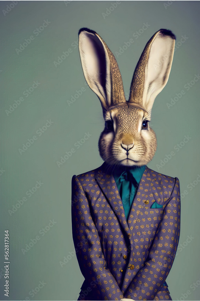 Abstract, creative, illustrated, minimal portrait of a wild animal ...