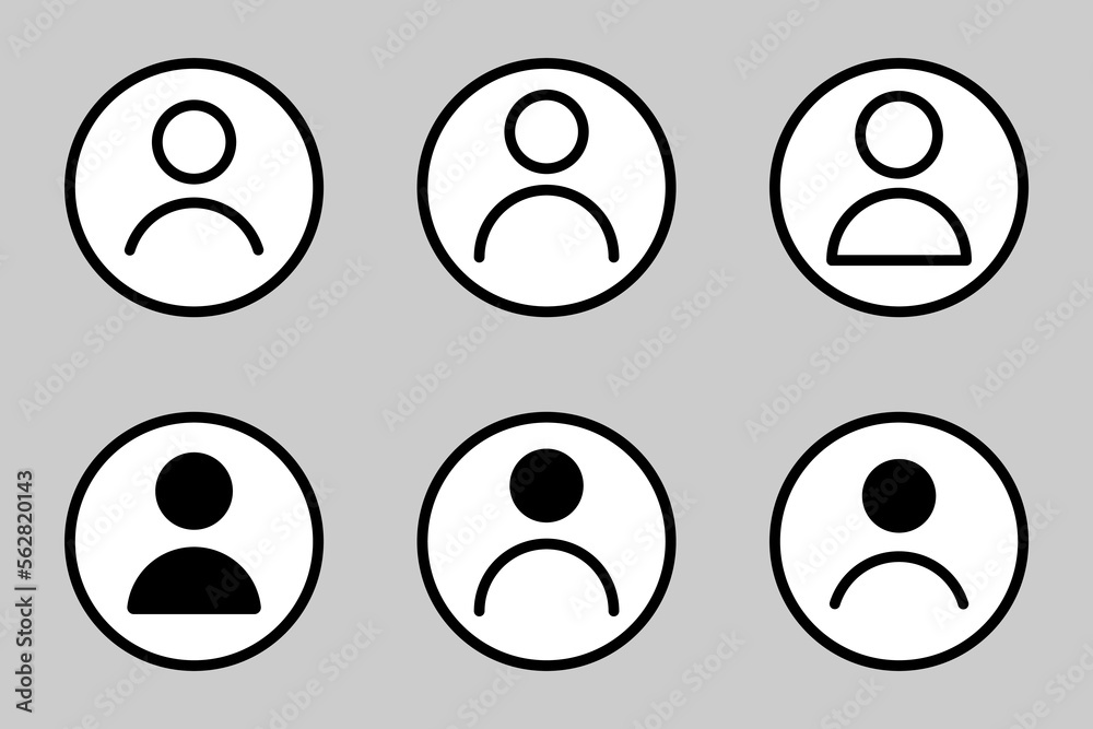 User Icon set. Avatar Profile, Social Media User Circle shape style ...