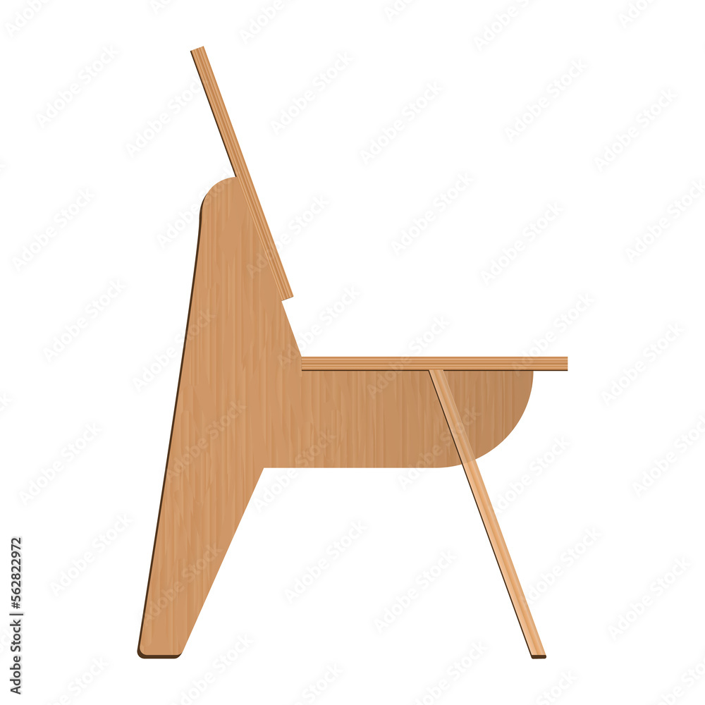 Modern Plywood Chair in realistic style. Home wooden furniture design ...