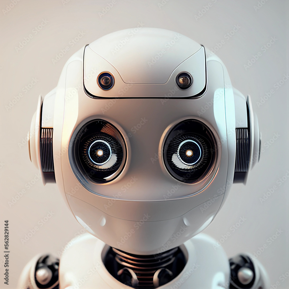 a high quality up close photograph of robot assistant concept, view ...