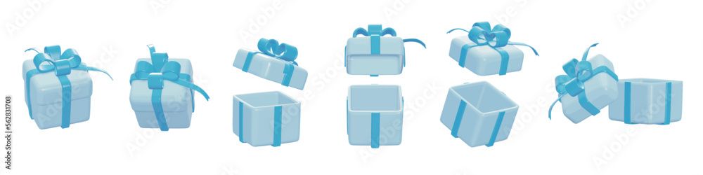 3d rendering. blue box icon set on a white background Stock Vector ...