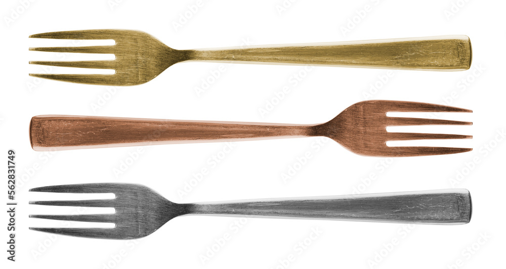Old metal forks on a transparent background. Cutlery. isolated object ...