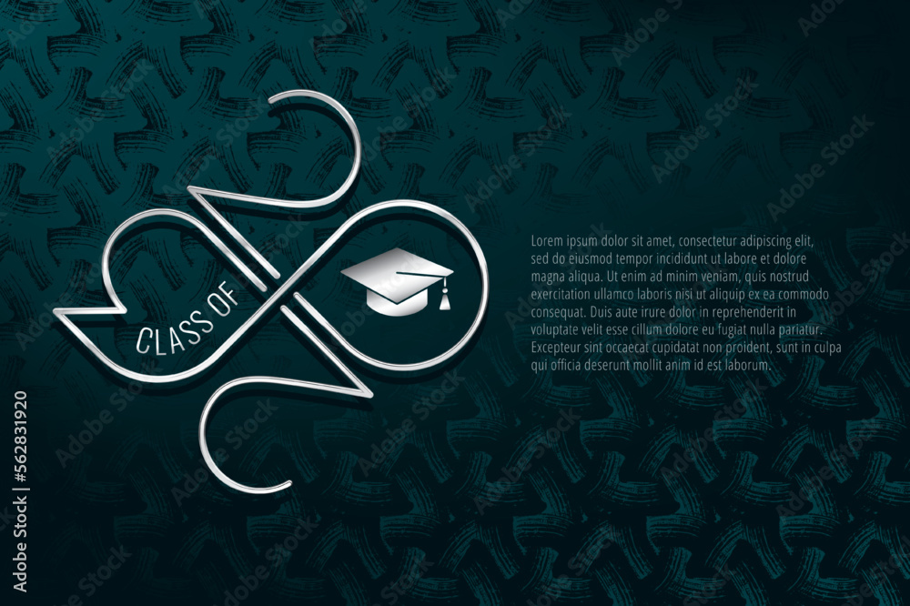 Class of 2023 Metallic Silver Style Numerals Logo with Numbers Making ...