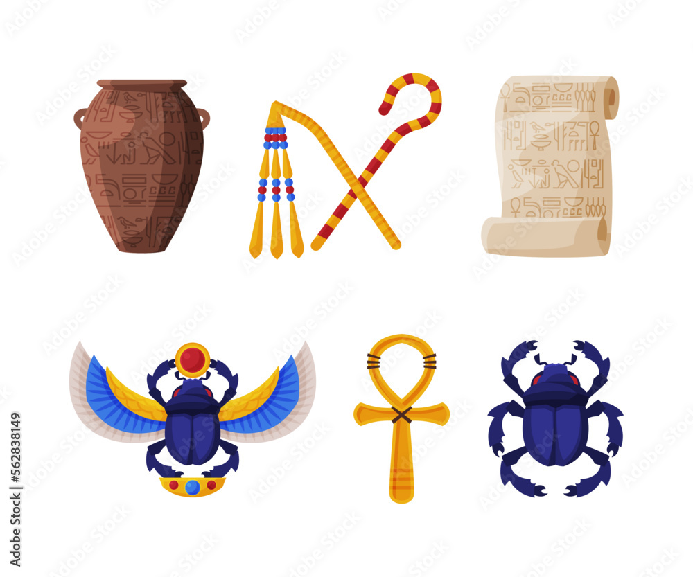 Ancient Egypt symbols set. Egyptian traditional cultural and historical ... Ancient Egypt symbols set. Egyptian traditional cultural and historical ...