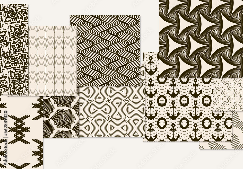 Set of Simple Retro Geometric Patterns Stock Template | Adobe Stock