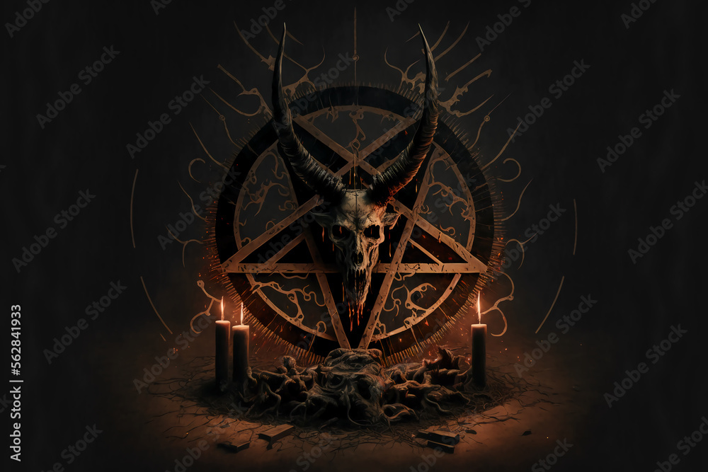 Satanic symbol, pentagram or star. Demon or devil symbol. Generative AI ...
