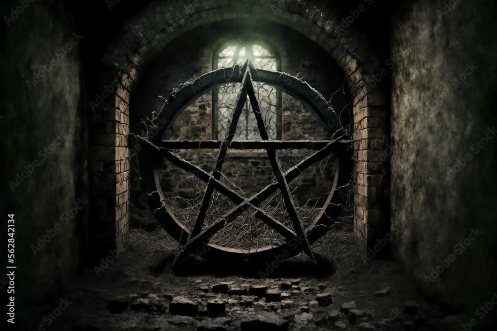 Satanic symbol, pentagram or star. Demon or devil symbol. Generative AI ...
