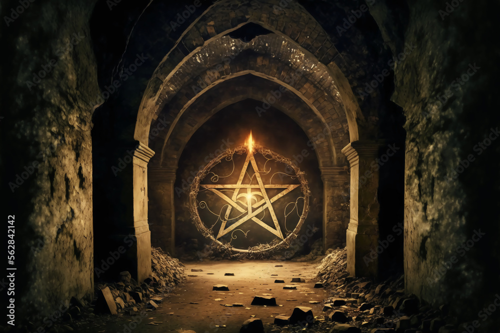 Satanic symbol, pentagram or star. Demon or devil symbol. Generative AI ...