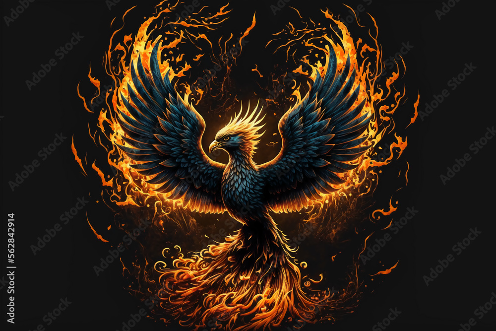 Phoenix, immortal bird from Greek mythology. Generative AI. Stock ...