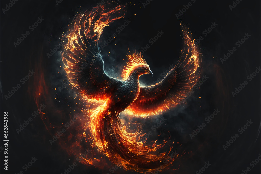 Phoenix, immortal bird from Greek mythology. Generative AI. Stock ...