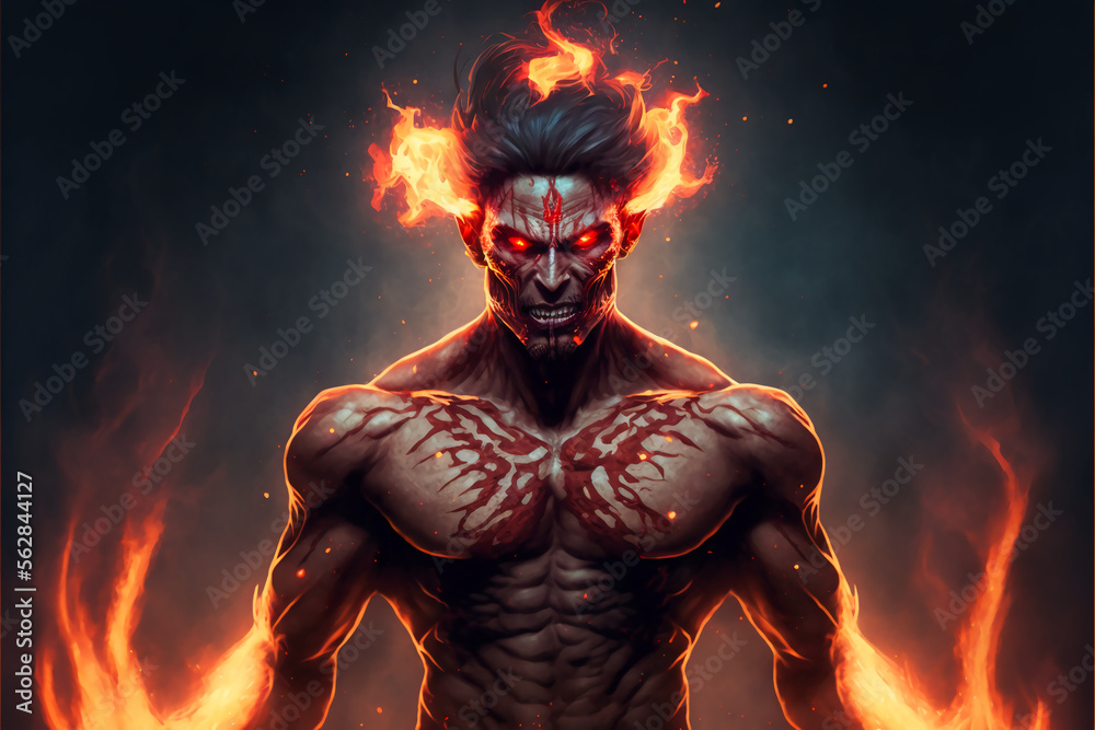 Scary demon, devil, monster, evil. Hell concept. Generative AI. Stock Illustration | Adobe Stock