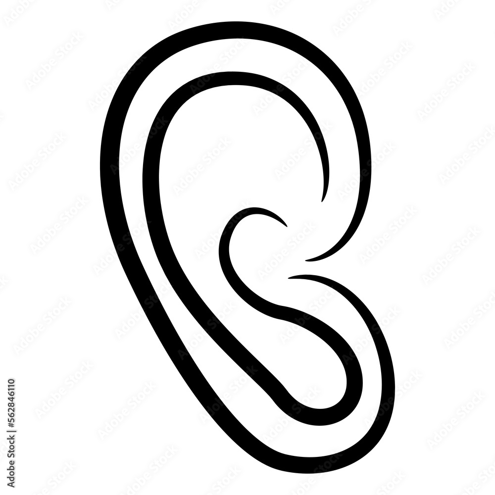 Stylized human ear. Ancient Egyptian style. Black and white linear ...