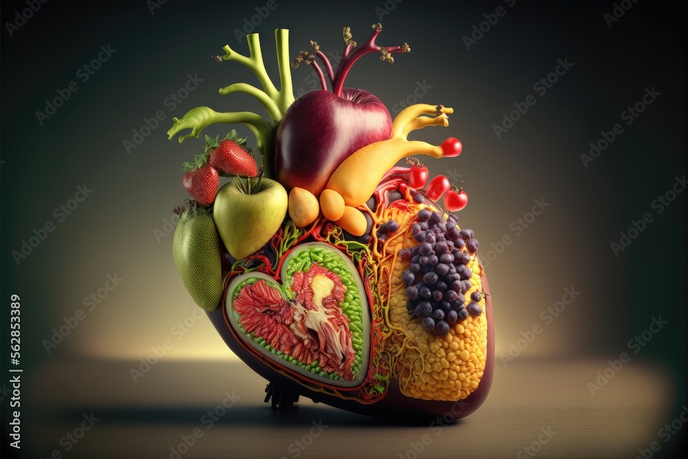 Photo & Art Print Human heart made with healthy food. Generative AI ...