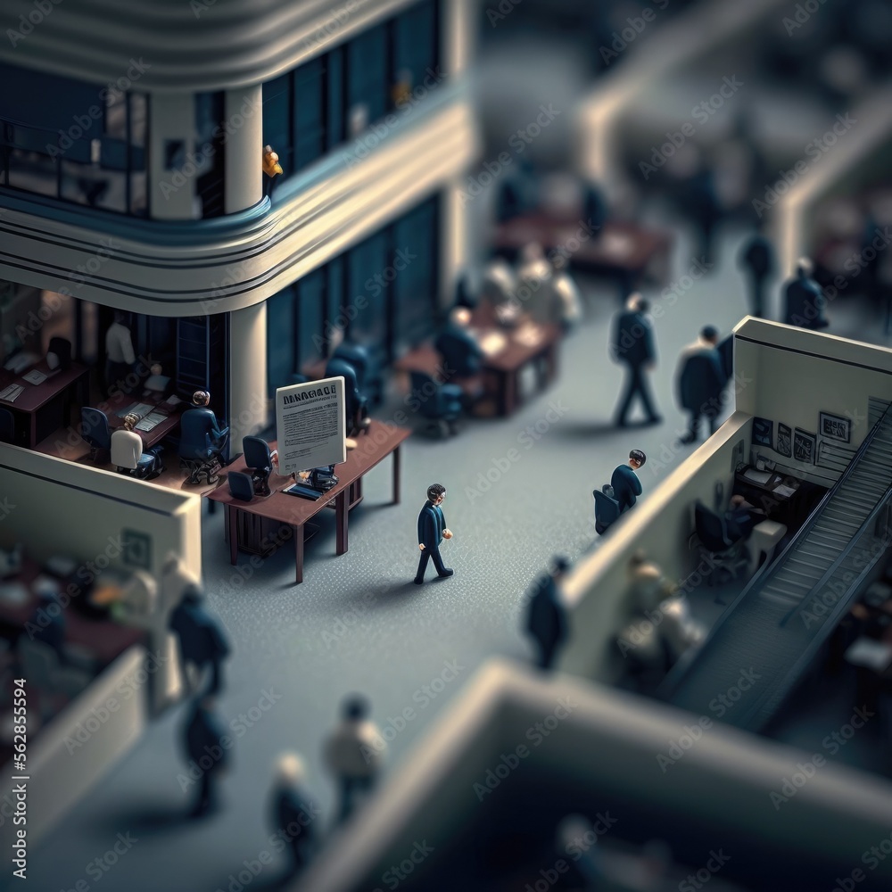 Sad Tiny Worker Crosses The Road In Busy City Ai Generative Ai Generated Illustration