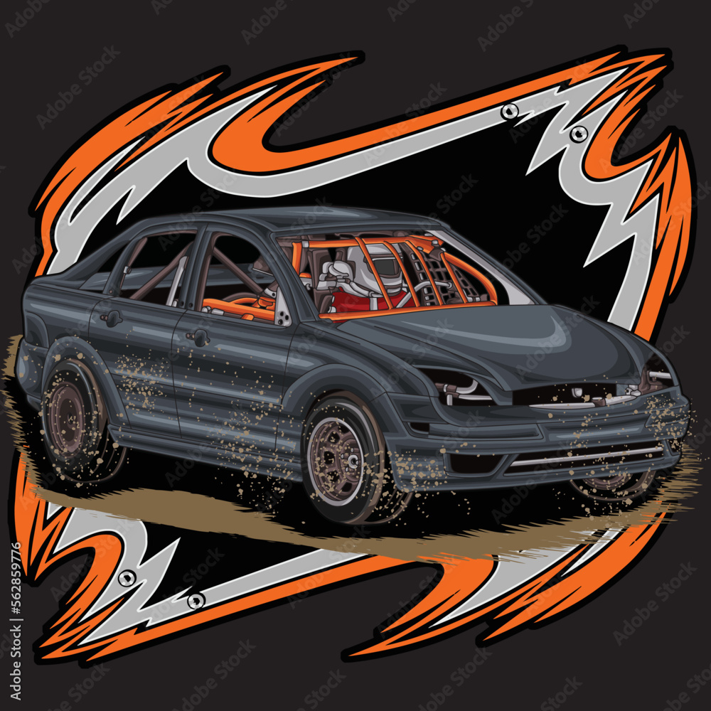 Dirt Racing Car splash, isolated on black background, for t-shirt ...