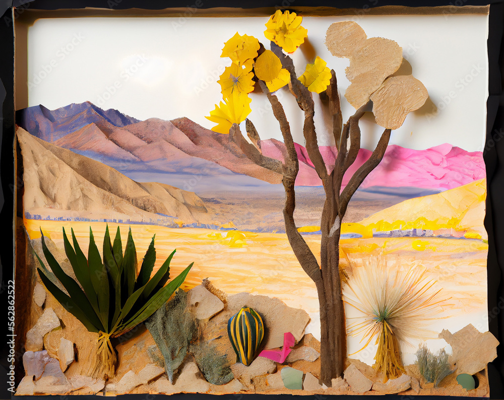 cut paper collage: desert scene (generative ai content) Stock ...