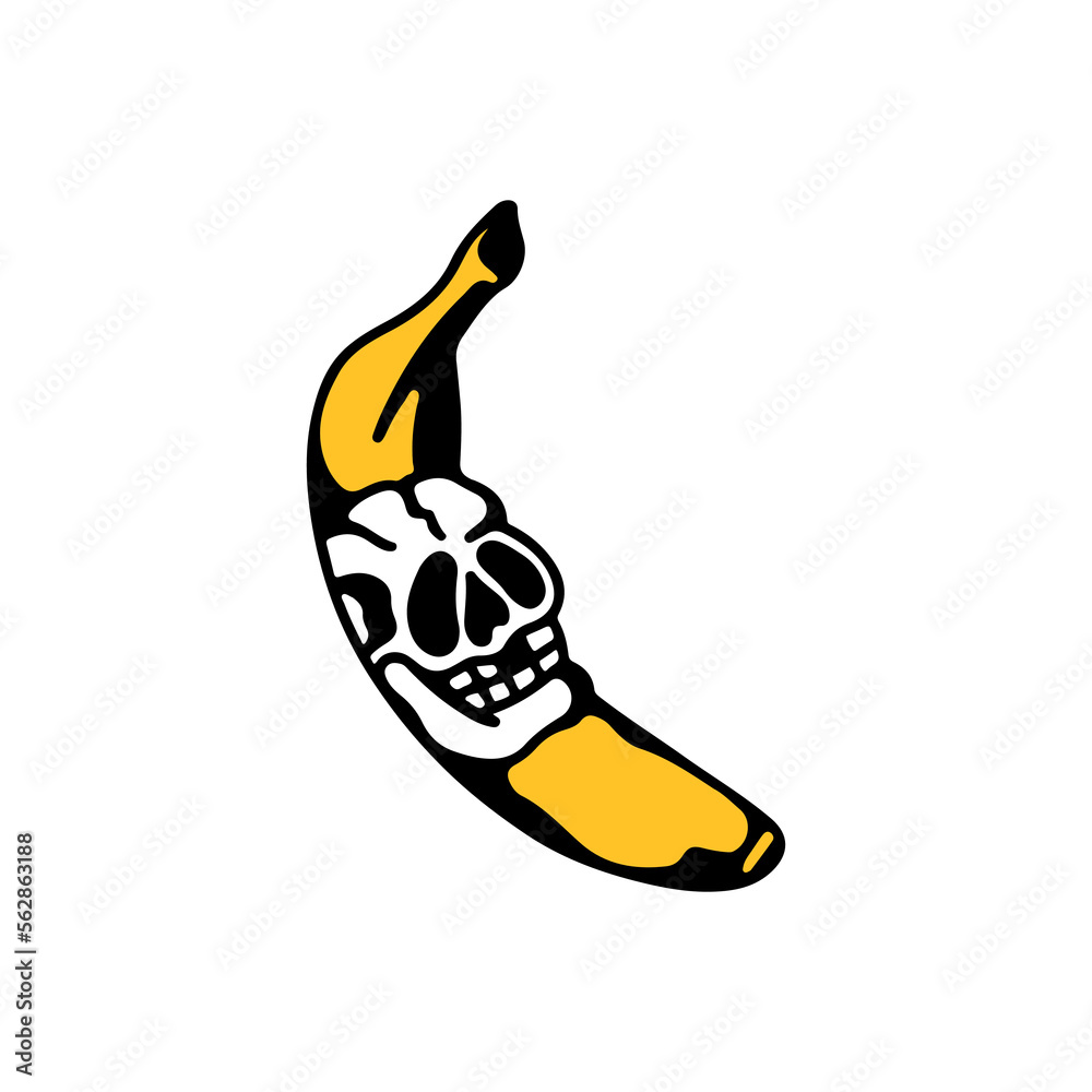 vector illustration of a skull with a banana Stock Vector | Adobe Stock