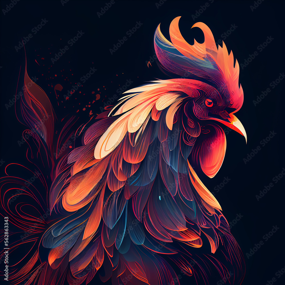 Abstract illustration of a rooster Stock Illustration | Adobe Stock