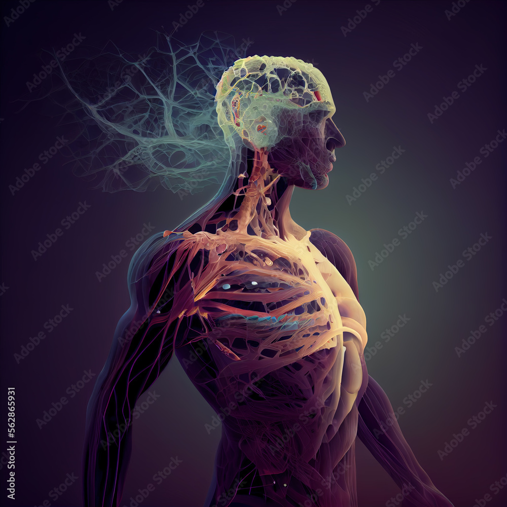 Surreal human anatomy with veins and organs. AI generated Stock ...