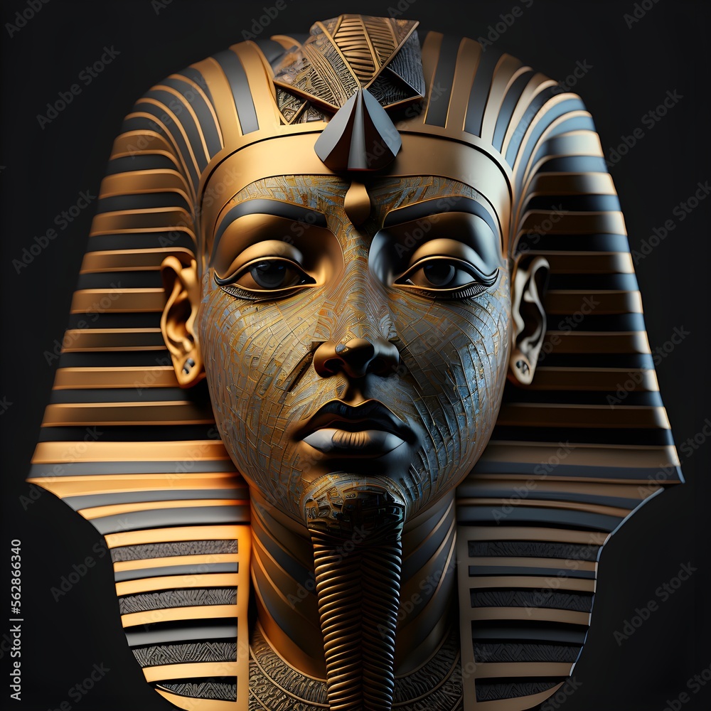pattern texture of tutankhamun face up , camera facing down , full ...