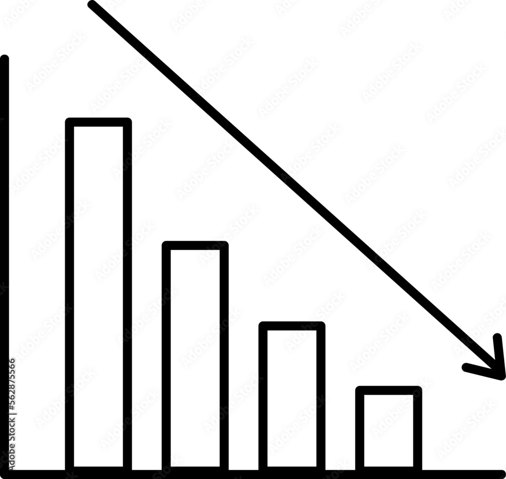 stock market crash by decreasing value in form of a line and bar graph ...