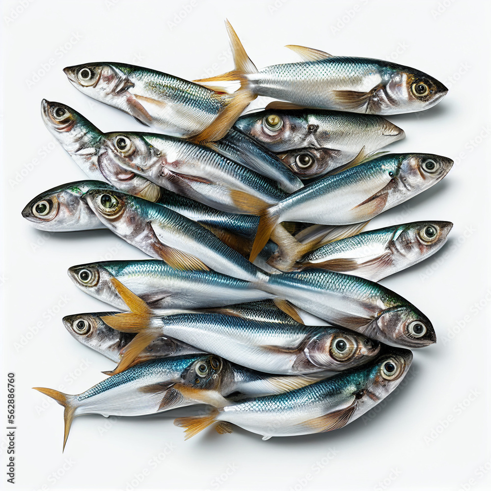 Anchovies full body image with white background ultra realistic Stock ...