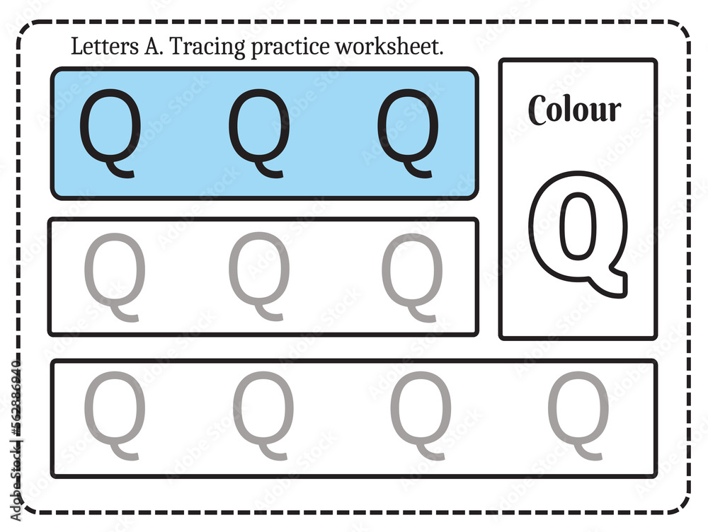 Alphabet letters tracing worksheet with alphabet letter Q. Basic ...