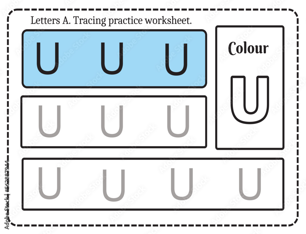 Alphabet letters tracing worksheet with alphabet letter U. Basic ...