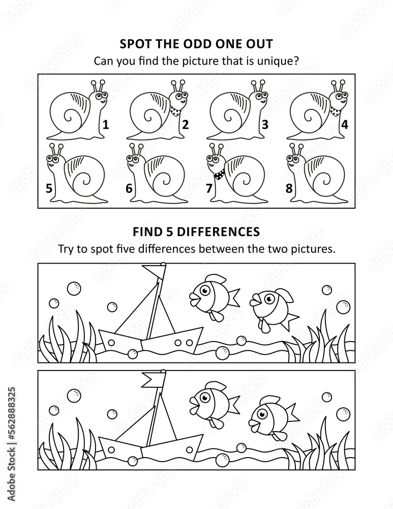 Activity sheet for kids with two visual puzzles, also can be used as ...
